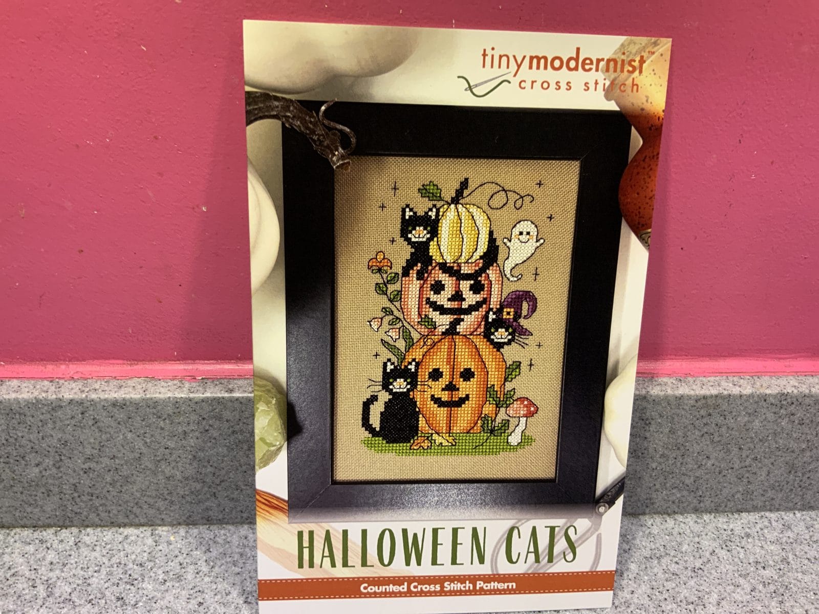 Tiny Modernist “Halloween Cats” chart - Cross Stitch & Framing Oswestry ...
